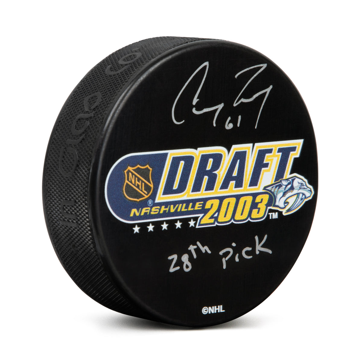 AJ Sports | Corey Perry Signed 2003 NHL Entry Draft Puck with 28th Pick Note