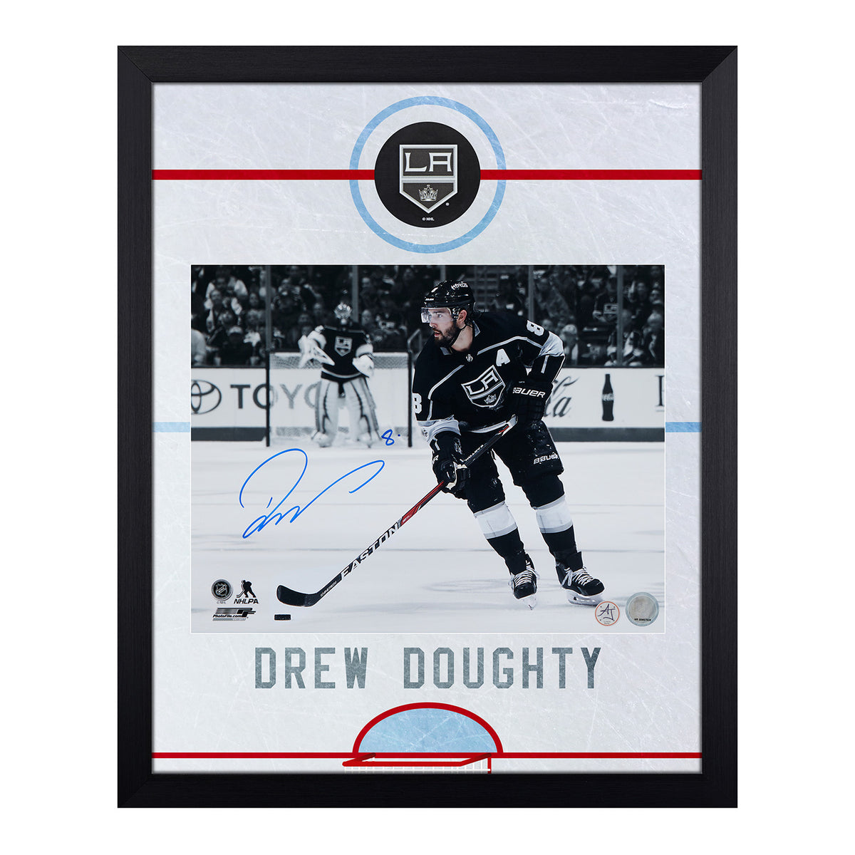 AJ Sports | Drew Doughty Signed Los Angeles Kings Graphic Rink 19x23 Frame