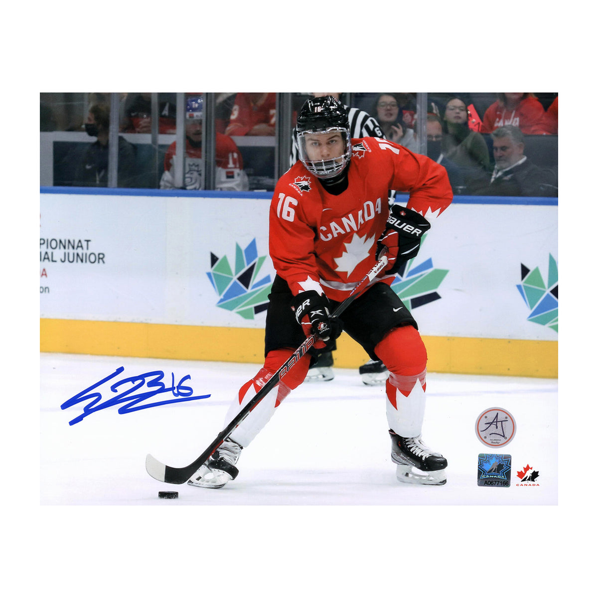 AJ Sports | Connor Bedard Signed Team Canada World Jr 8x10 Photo