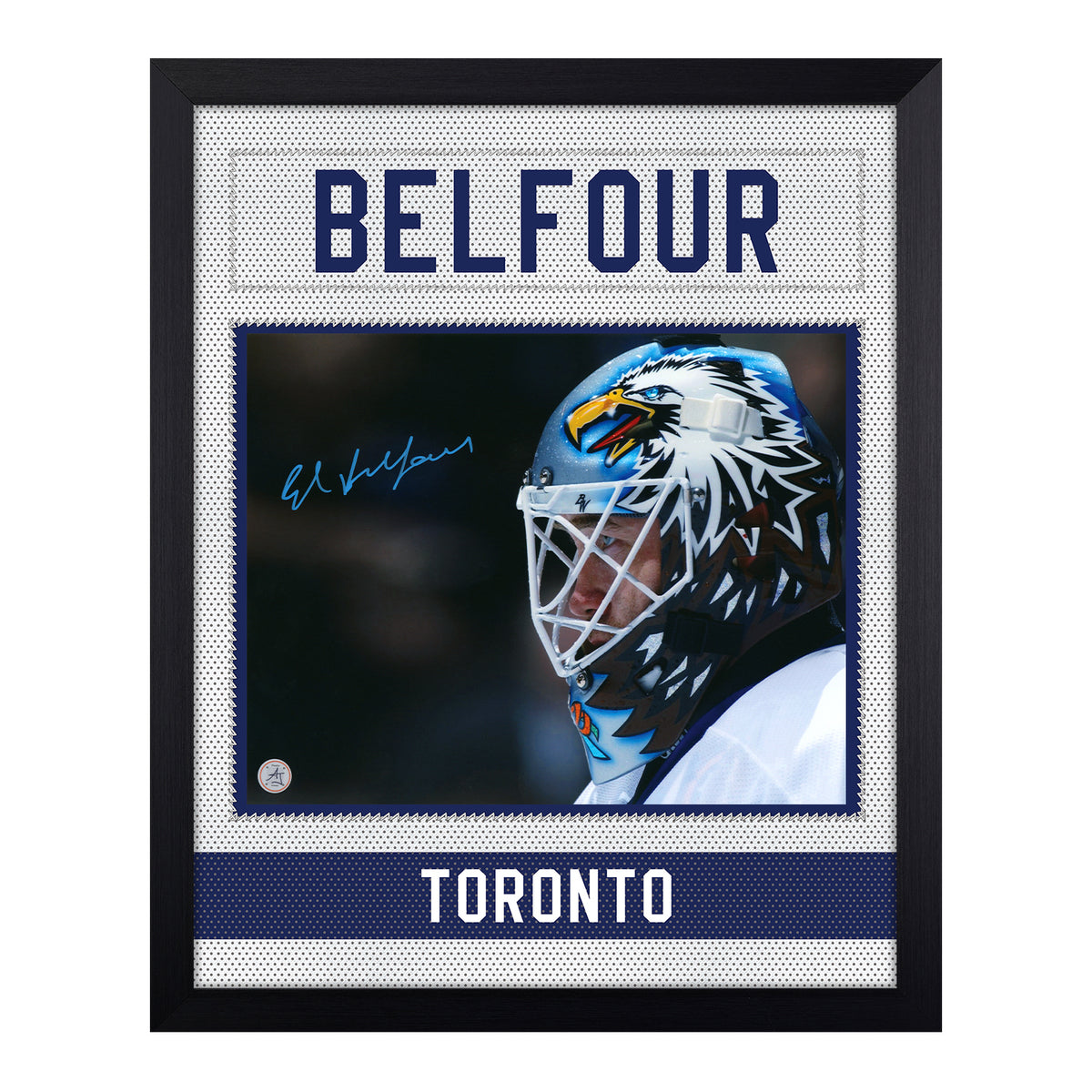 AJ Sports | Ed Belfour Signed Toronto Maple Leafs Uniform Graphic 19x23 ...
