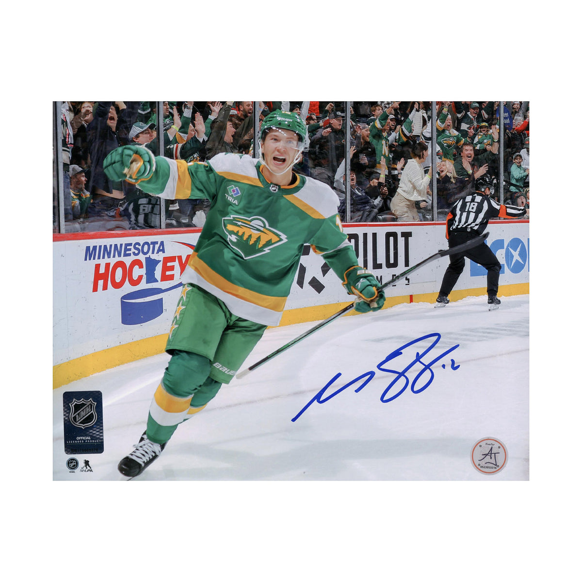 AJ Sports | Matt Boldy Signed Minnesota Wild Goal Celebration 8x10 Photo