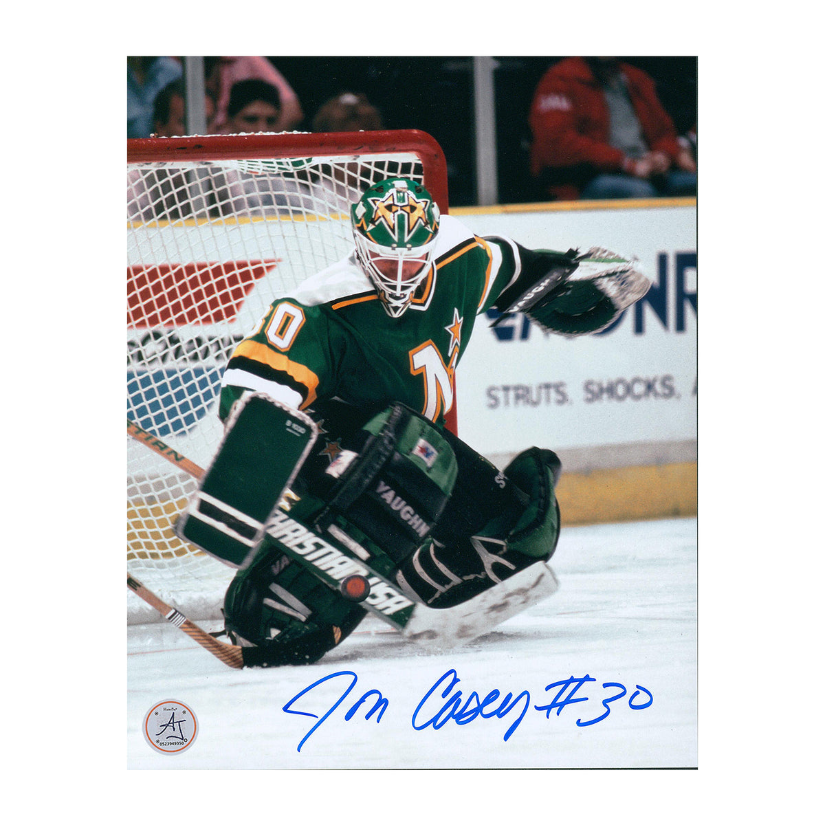 AJ Sports | Jon Casey Autographed Minnesota North Stars Kick Save 8x10 ...
