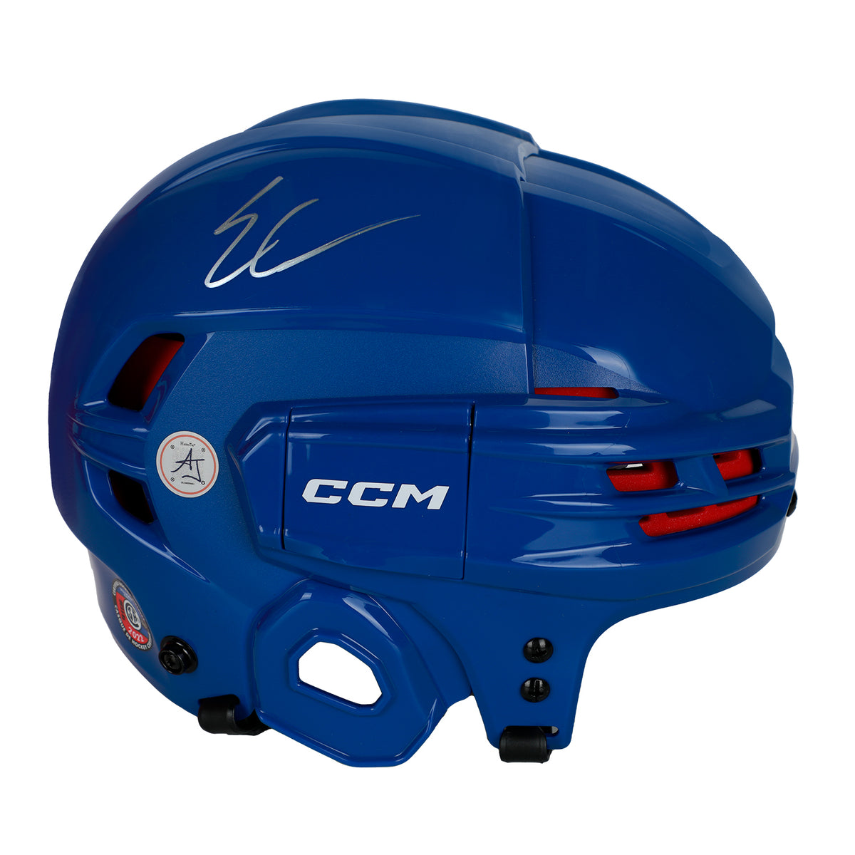 AJ Sports | Easton Cowan Autographed Royal Blue CCM Hockey Helmet