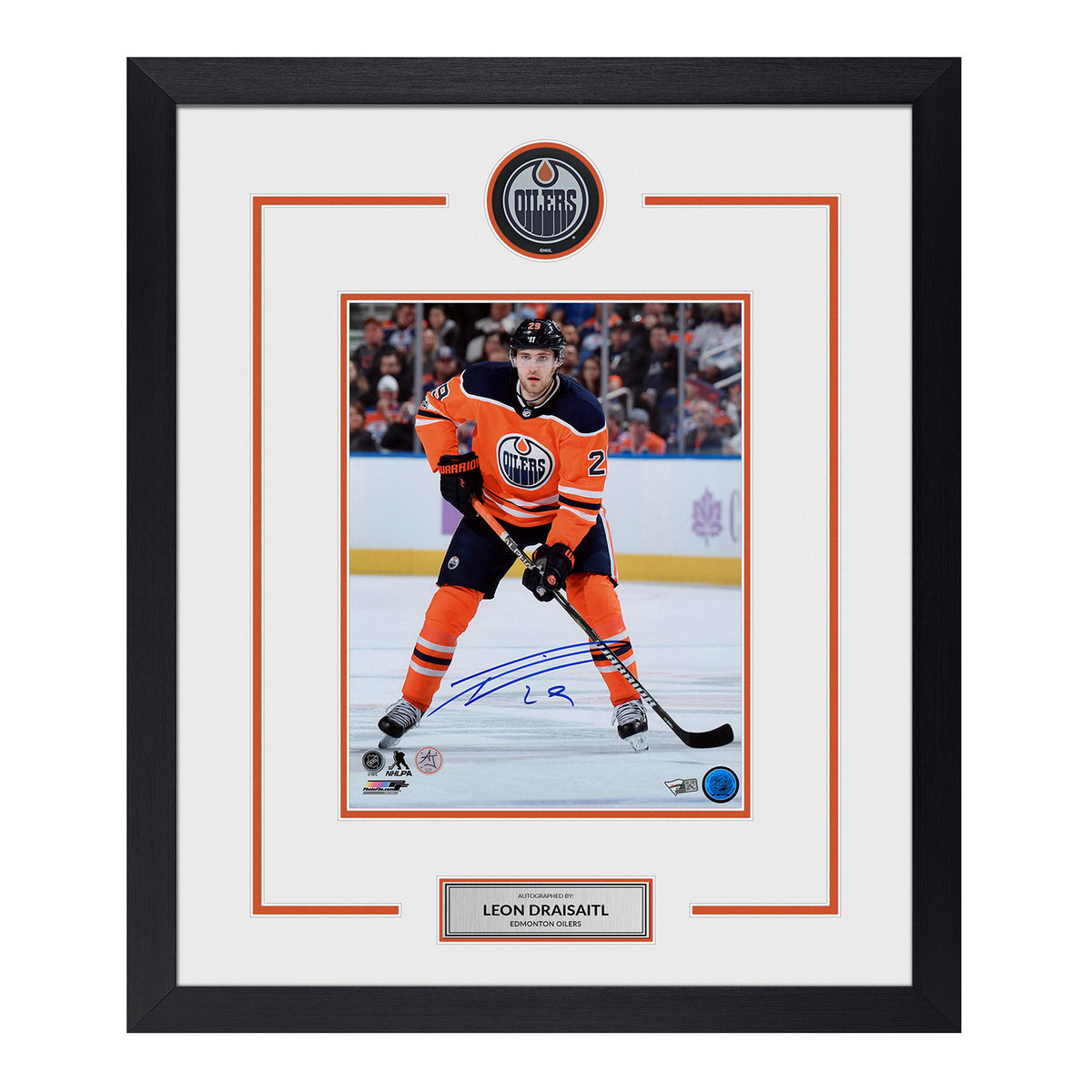 AJ Sports | Leon Draisaitl Autographed Edmonton Oilers Puck Logo 23x27 ...