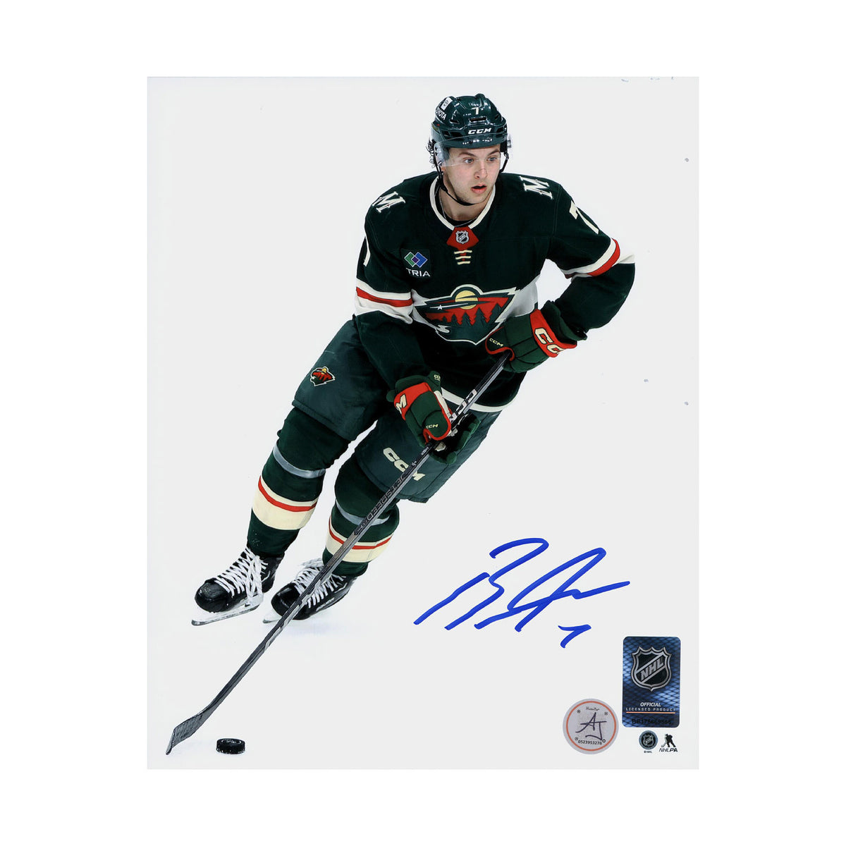 AJ Sports | Brock Faber Autographed Minnesota Wild Showcase 8x10 Photo