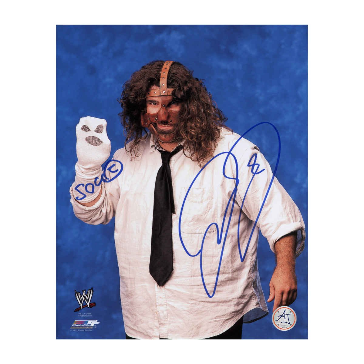 AJ Sports | Mick Foley Autographed Mankind With Socko Wrestling 8x10 Photo
