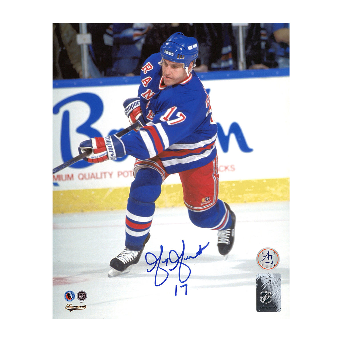 AJ Sports | Greg Gilbert Autographed New York Rangers Shooting 8x10 Photo