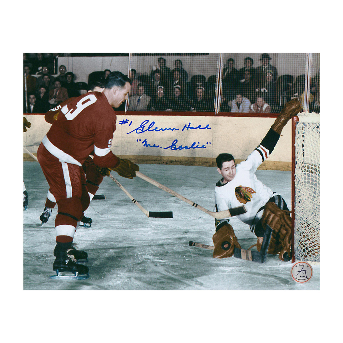 AJ Sports | Glenn Hall Signed Chicago Blackhawks vs Gordie Howe 8x10 ...
