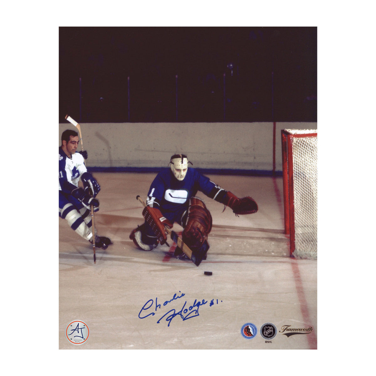 AJ Sports | Charlie Hodge Autographed Vancouver Canucks Kick Save 8x10 ...