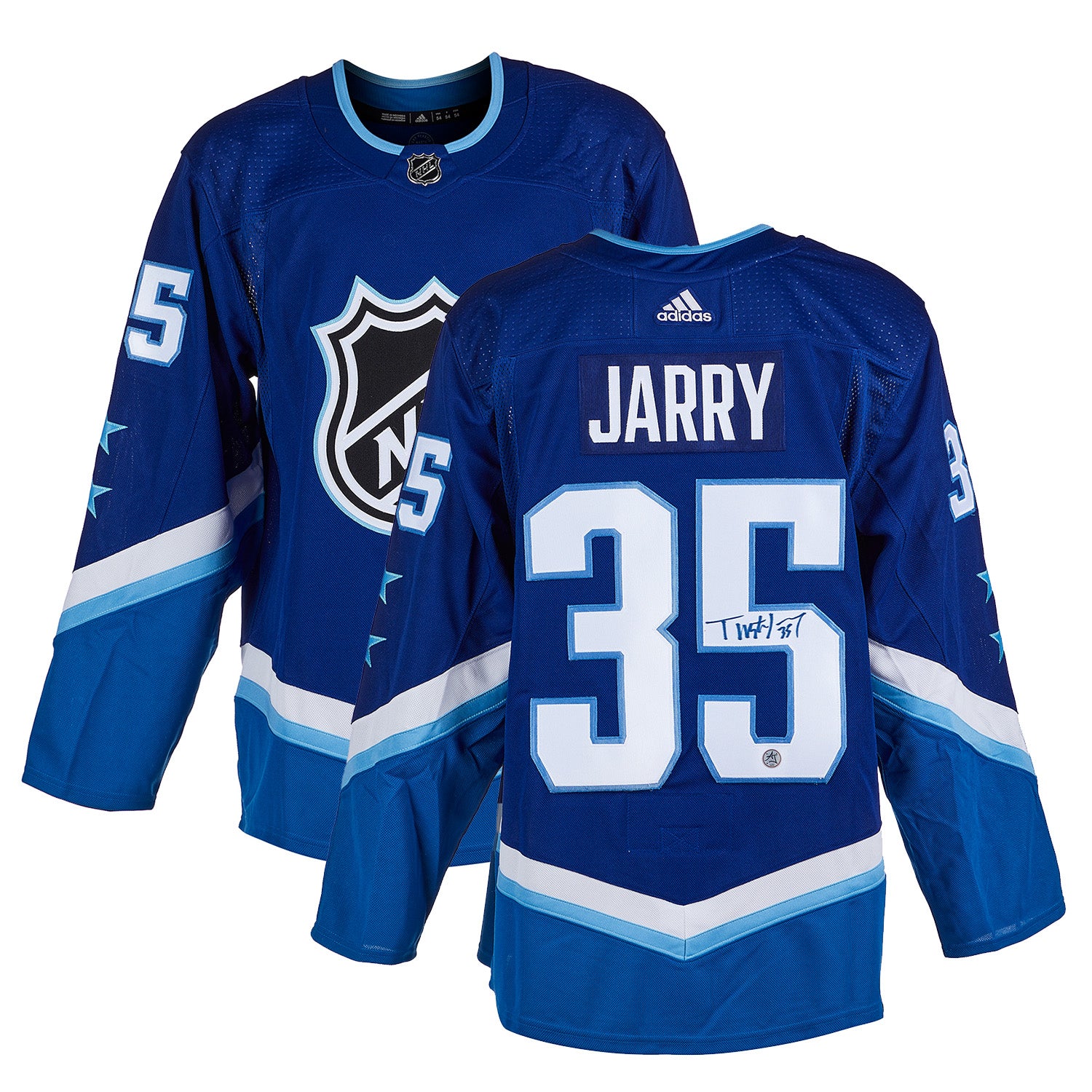 AJ Sports | Tristan Jarry Signed 2022 NHL All-Star Game Blue adidas Jersey