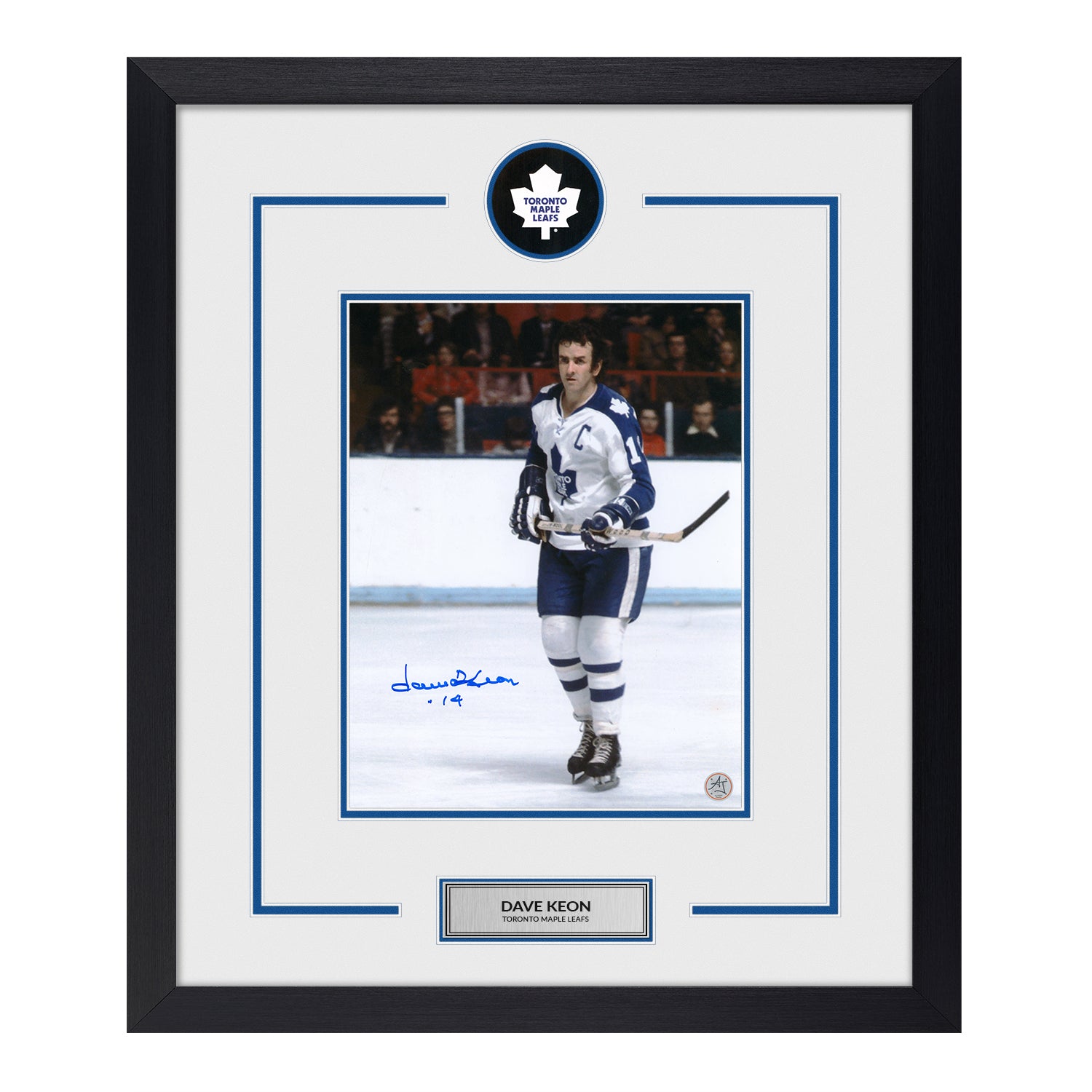 AJ Sports | Dave Keon Signed Toronto Maple Leafs Puck Logo 23x27 Frame