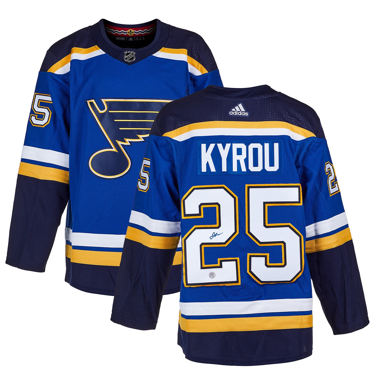 AJ Sports | Jordan Kyrou Autographed St Louis Blues adidas Jersey