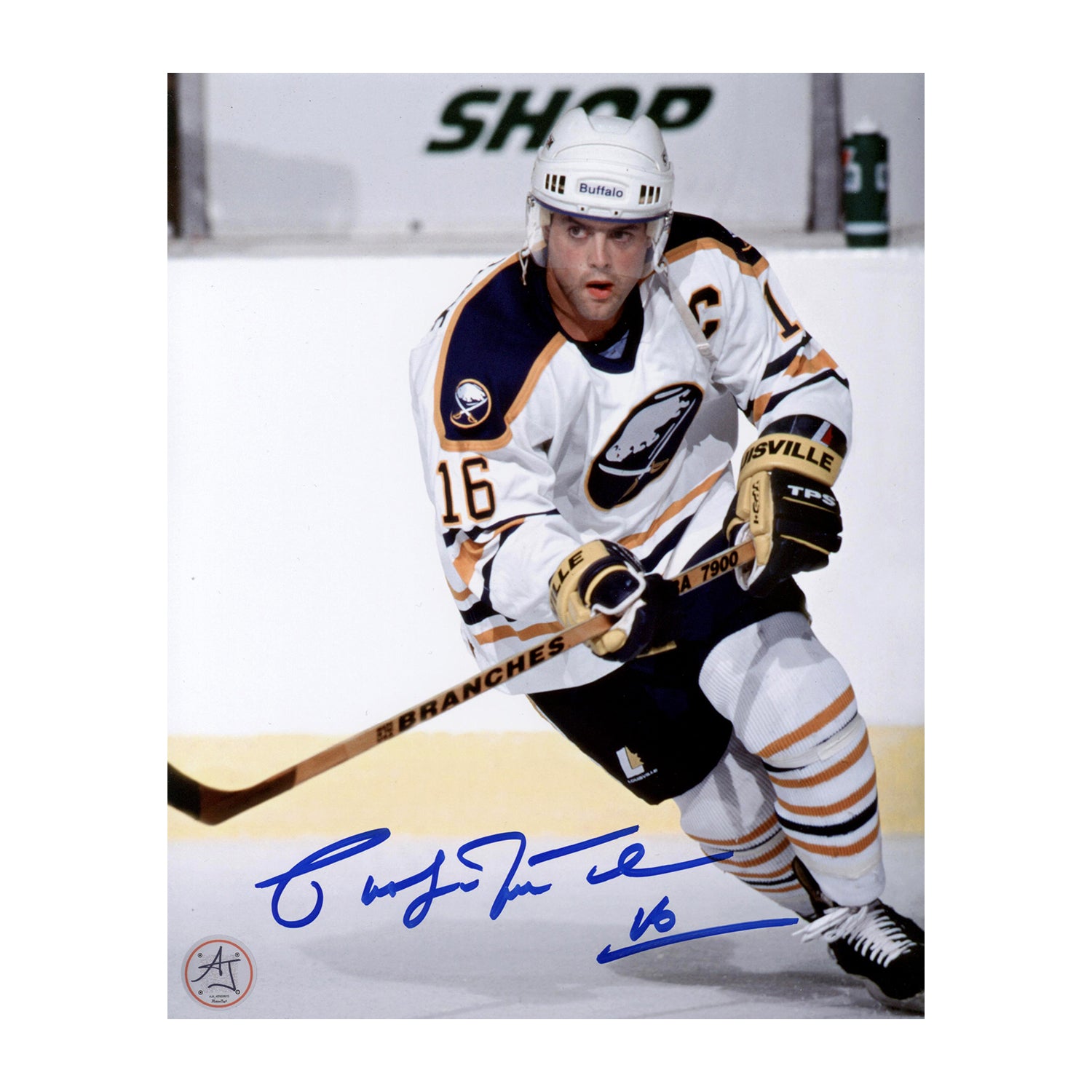 AJ Sports | Pat LaFontaine Signed Buffalo Sabres Captain 8x10 Photo