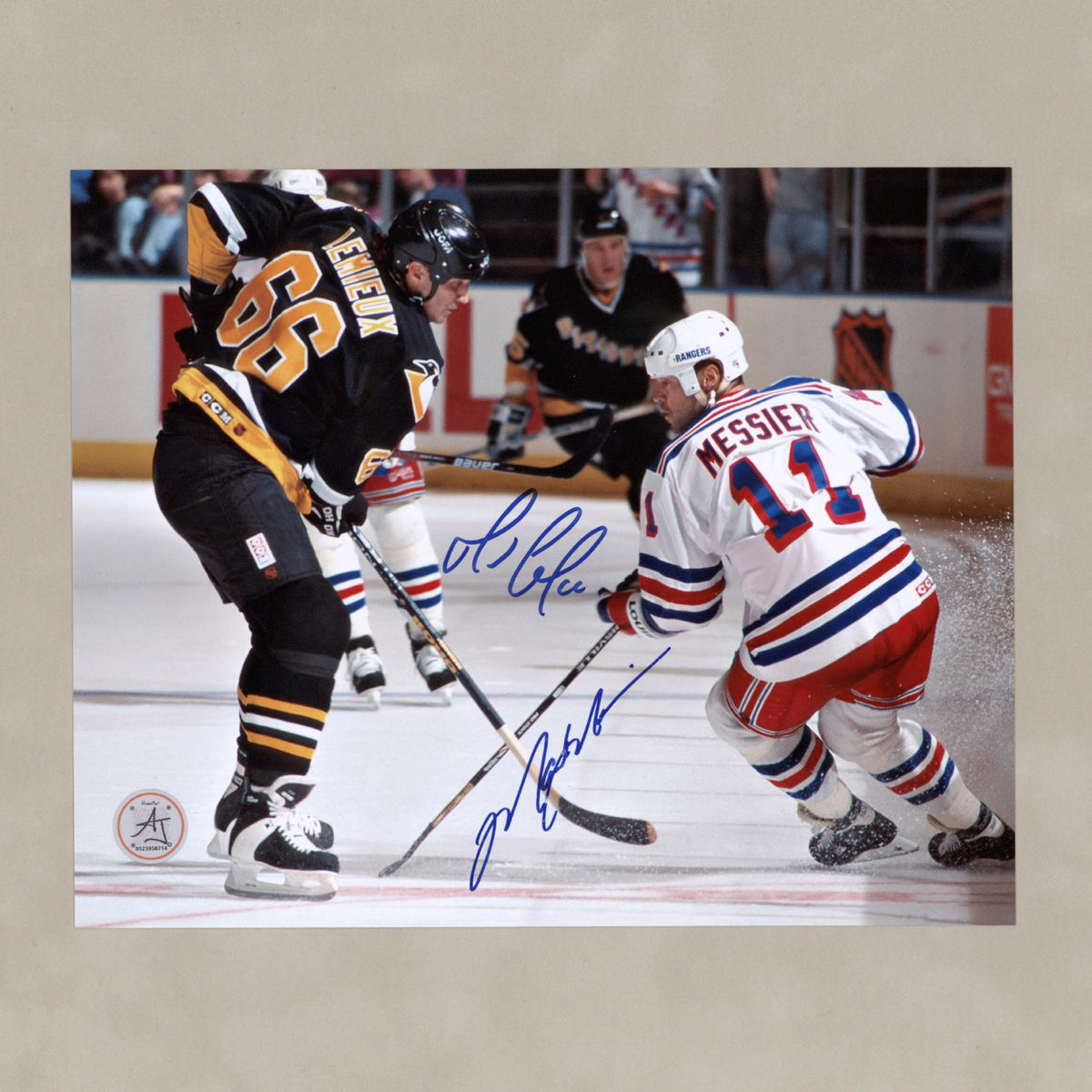 AJ Sports | Mario Lemieux & Mark Messier Dual Signed Hockey Legends ...