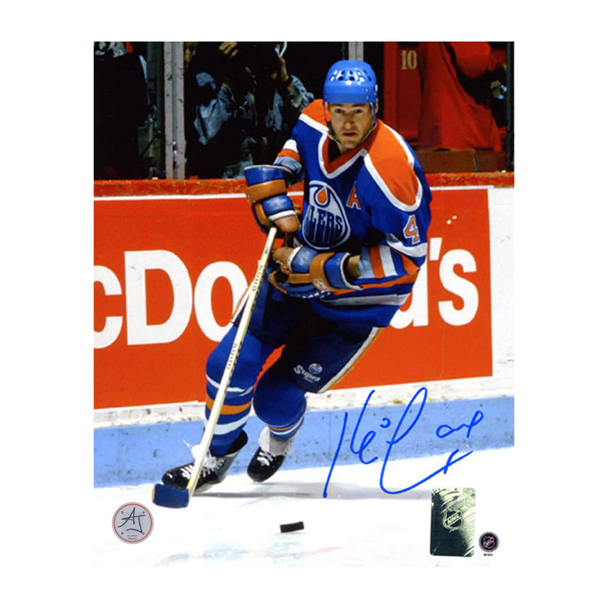 AJ Sports | Kevin Lowe Autographed Edmonton Oilers Puck Rush 8x10 Photo