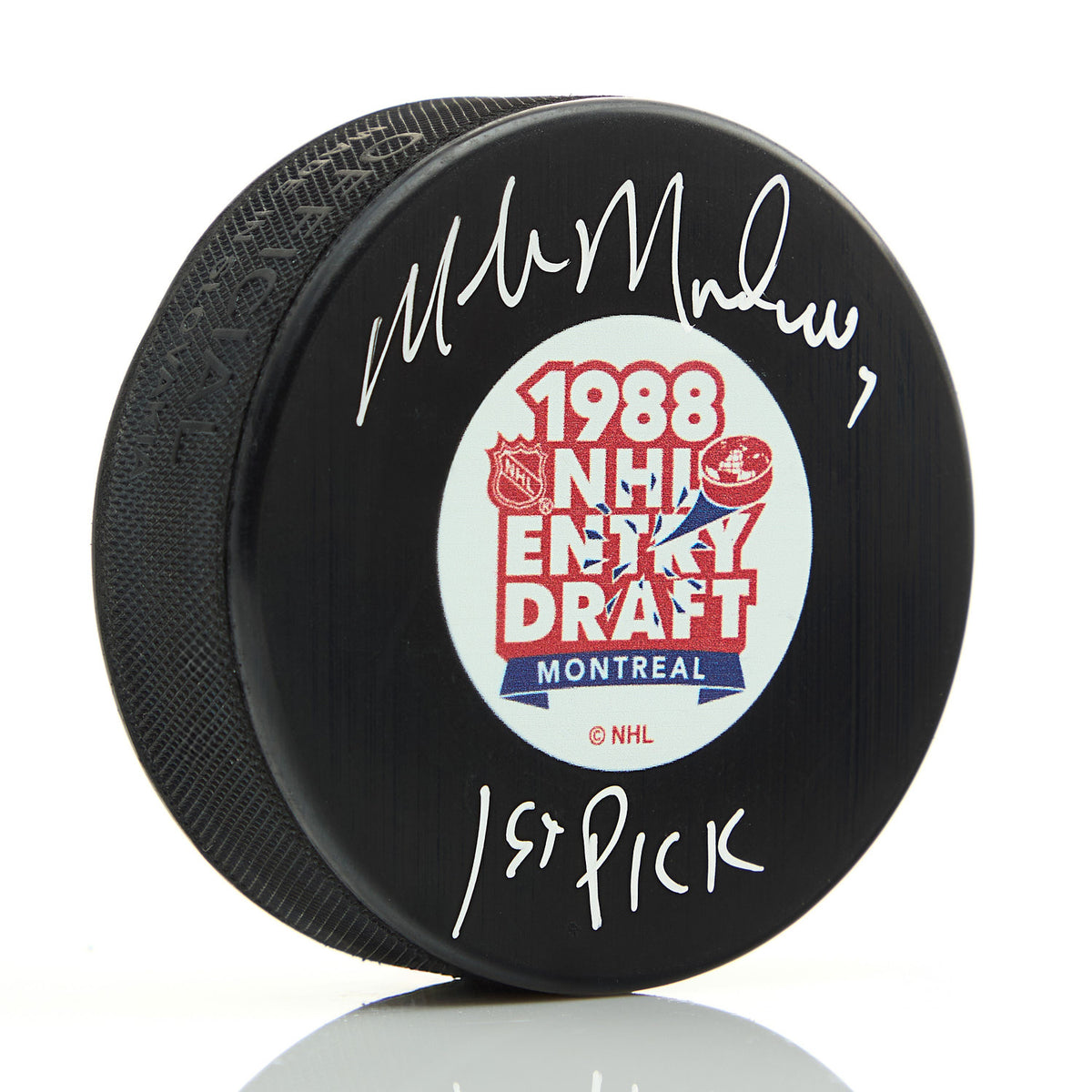 AJ Sports | Mike Modano Autographed 1988 NHL Entry Draft Puck with 1st ...
