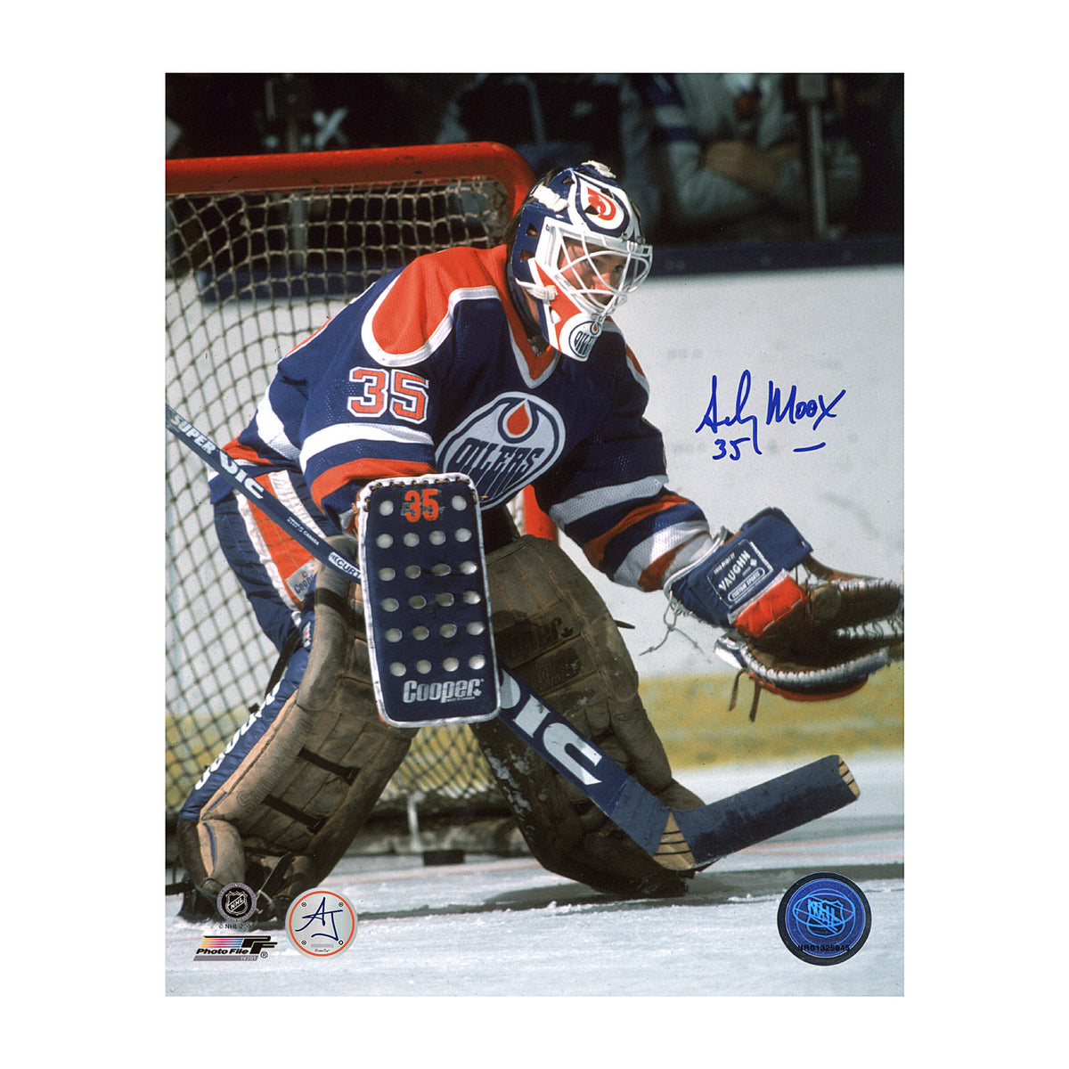 AJ Sports | Andy Moog Autographed Edmonton Oilers Netminder 8x10 Photo