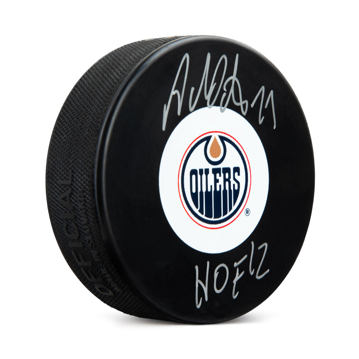 AJ Sports | Adam Oates Signed Edmonton Oilers Hockey Puck with HOF Note