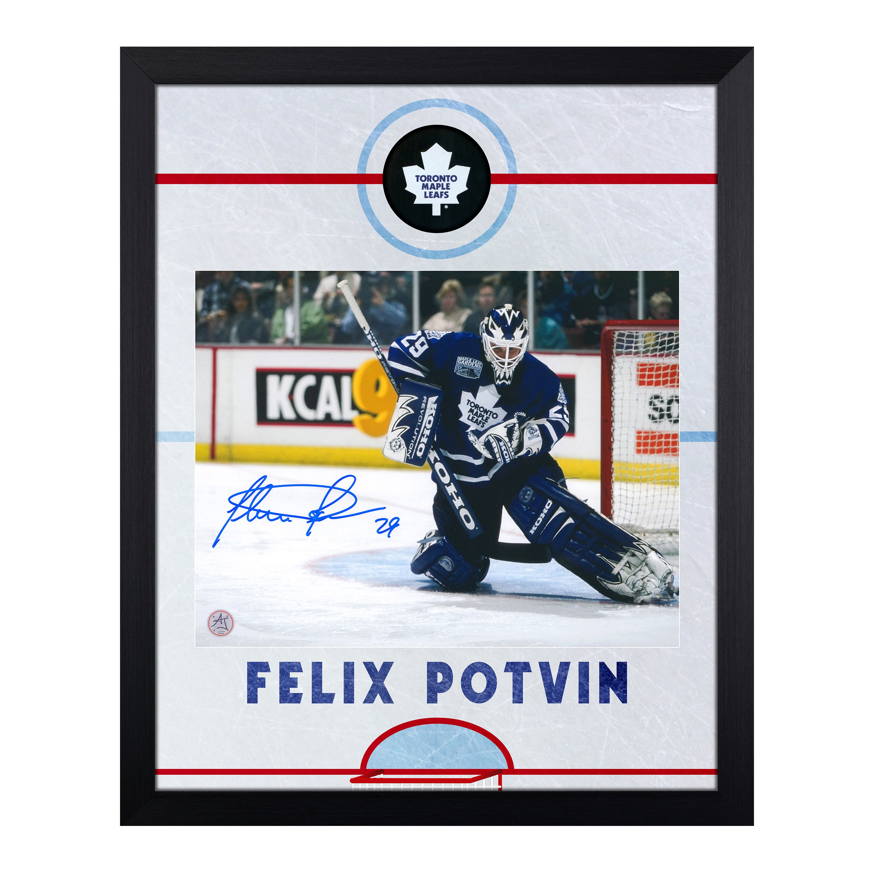 AJ Sports | Felix Potvin Signed Toronto Maple Leafs Graphic Rink 19x23 ...