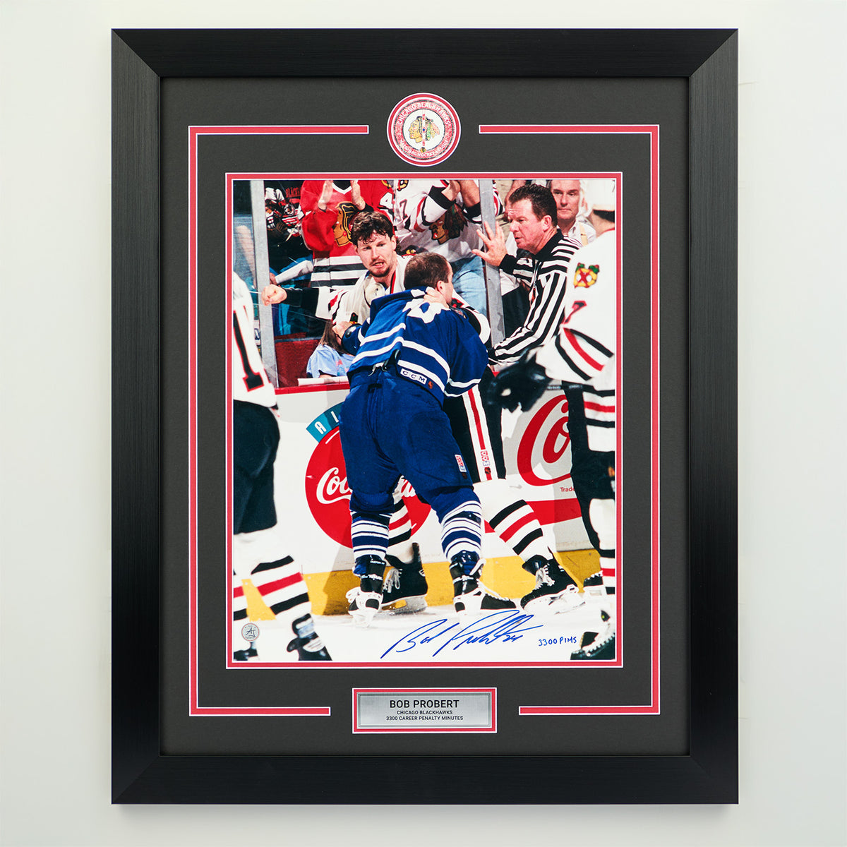 AJ Sports | Bob Probert Chicago Blackhawks Signed Fight vs Domi Centre ...