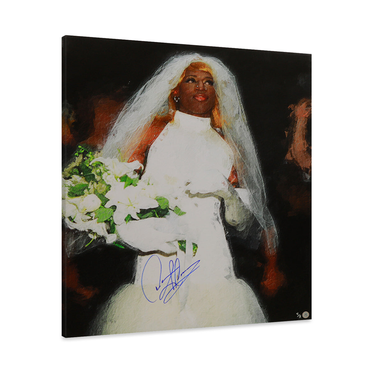 AJ Sports | Dennis Rodman Autographed Wedding Dress 26x32 Art Canvas /5