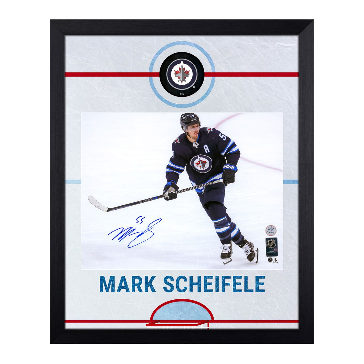 AJ Sports | Mark Scheifele Autographed Winnipeg Jets Graphic Rink 19x23 ...
