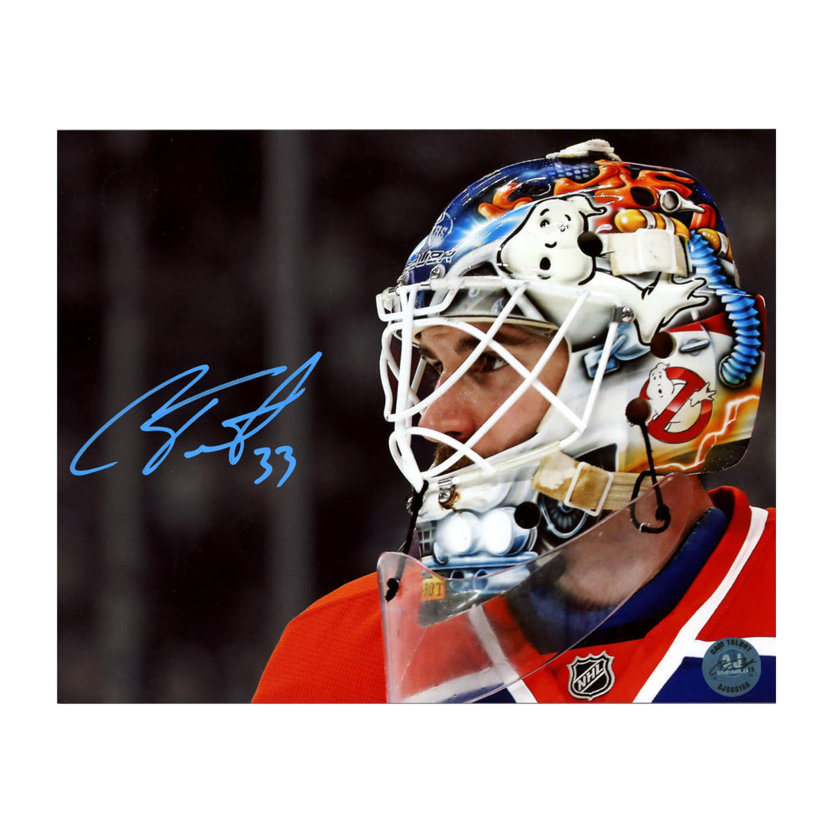 AJ Sports | Cam Talbot Autographed Edmonton Oilers Mask Close-Up 8x10 Photo