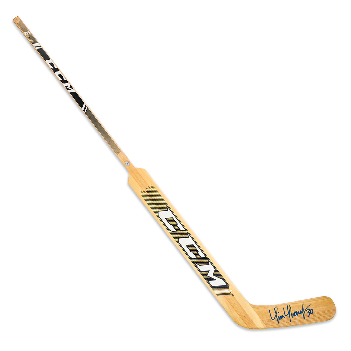 AJ Sports | Tim Thomas Autographed CCM Natural Wood Goalie Stick
