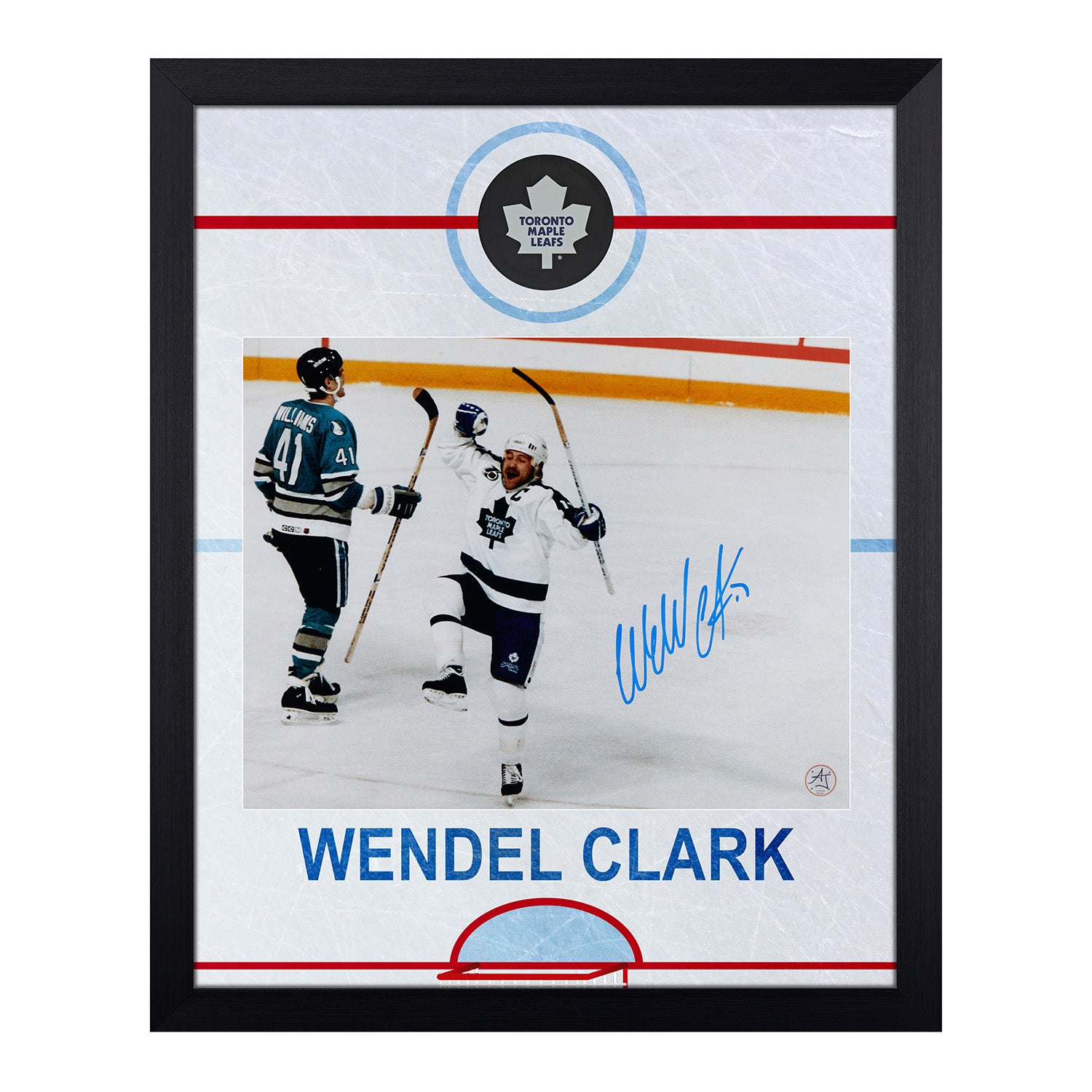 AJ Sports | Wendel Clark Signed Toronto Maple Leafs Graphic Rink 19x23 ...