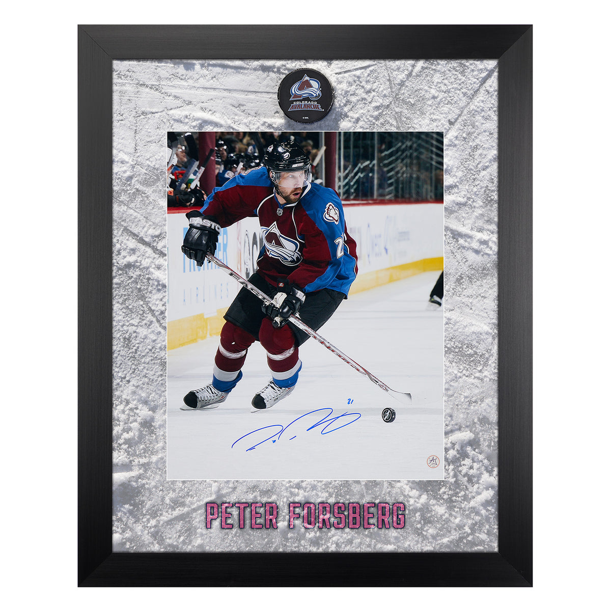 AJ Sports | Peter Forsberg Signed Colorado Avalanche Etched Ice 26x32 Frame