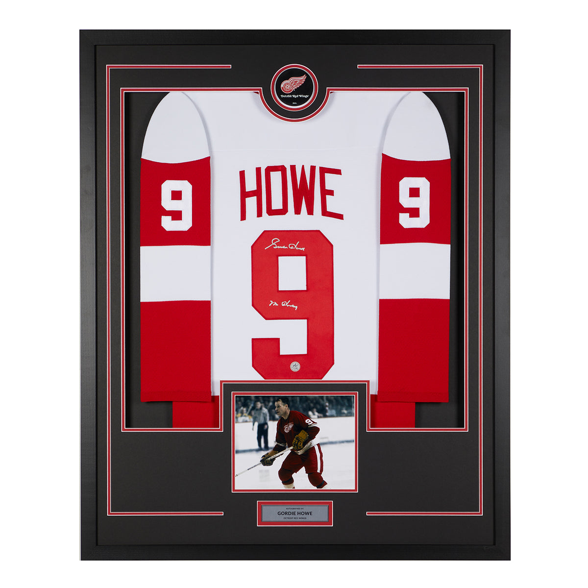 AJ Sports | Gordie Howe Signed Detroit Red Wings Puck Logo 36x44 Jersey ...