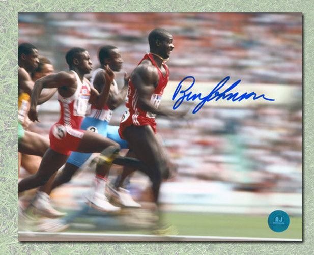 AJ Sports | Ben Johnson Canada Autographed Olympic Games Running Fast ...