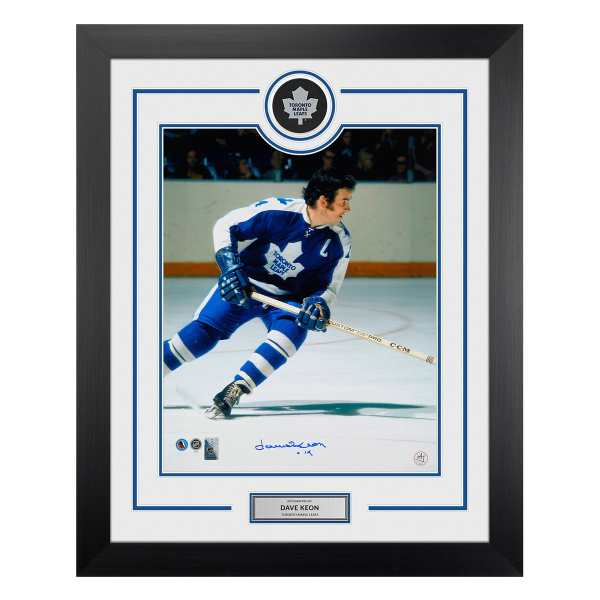 AJ Sports | Dave Keon Autographed Toronto Maple Leafs Puck Logo 26x32 Frame