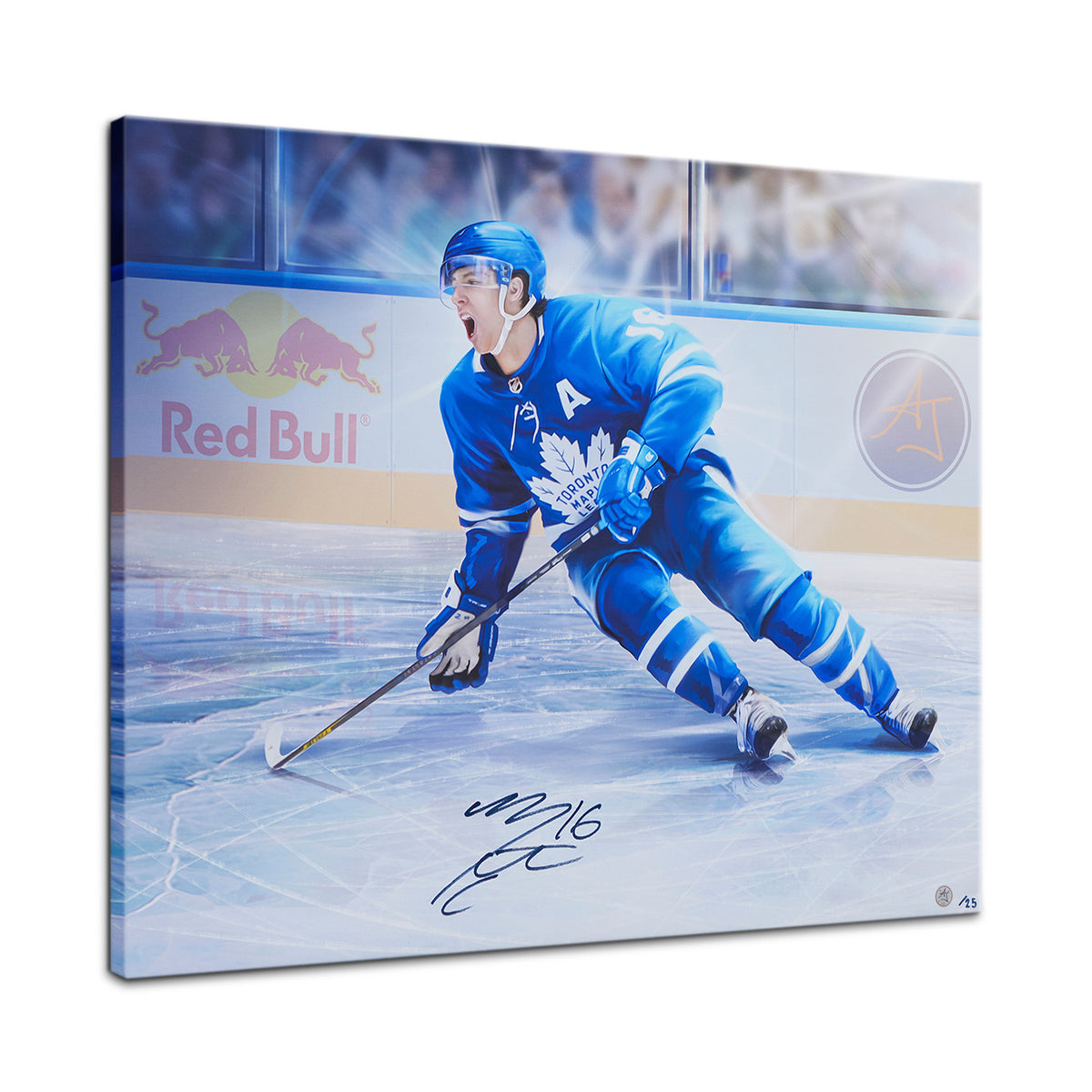 AJ Sports | Mitch Marner Signed Toronto Hockey Action 26x32 Art Canvas #/25