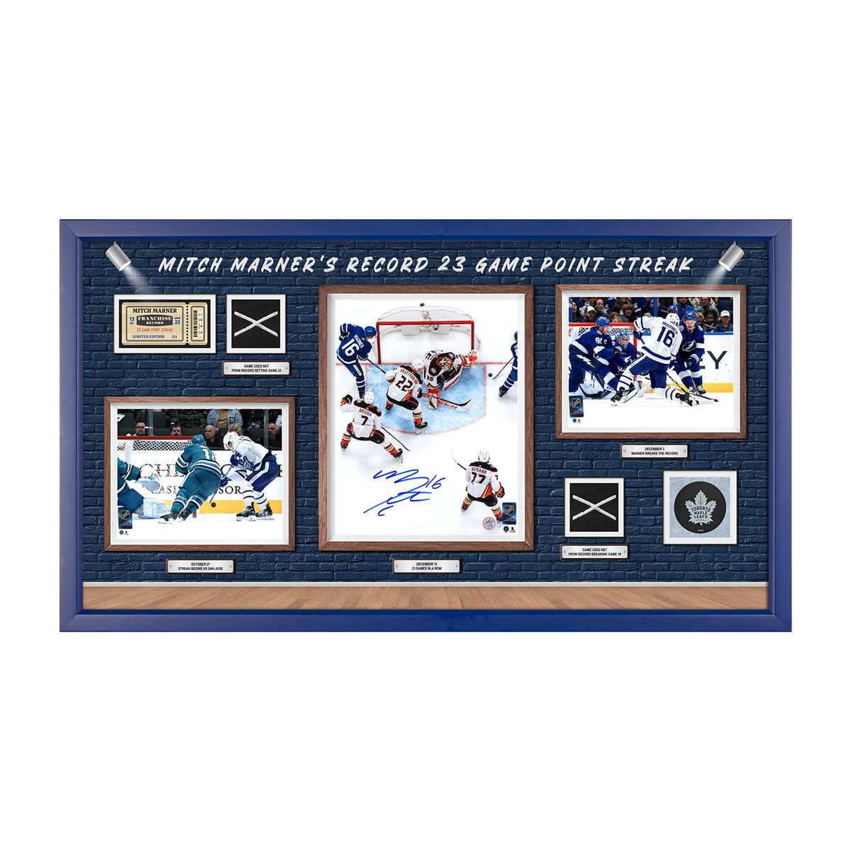 AJ Sports | Mitch Marner Signed Maple Leafs Record Museum 23x42 Frame /23