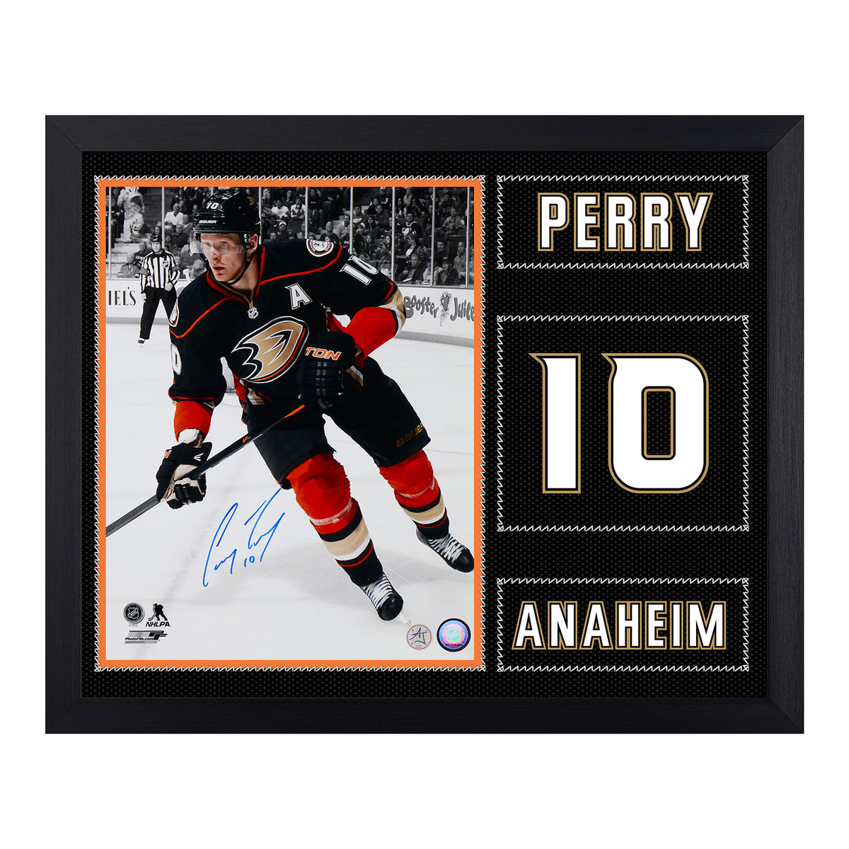 AJ Sports | Corey Perry Signed Anaheim Ducks Uniform Graphic 19x23 Frame