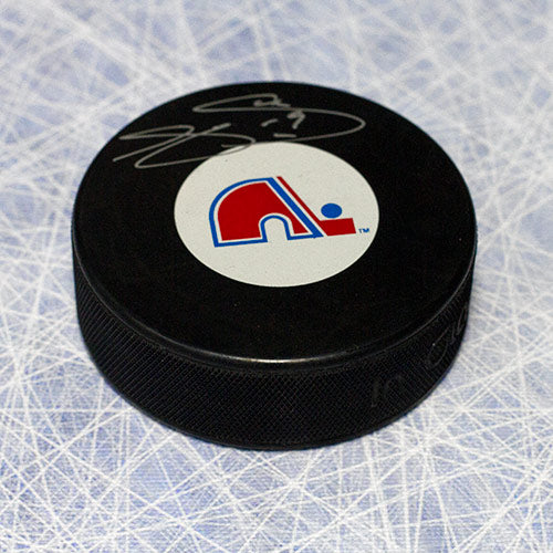 AJ Sports | Joe Sakic Quebec Nordiques Signed Heritage Logo Puck