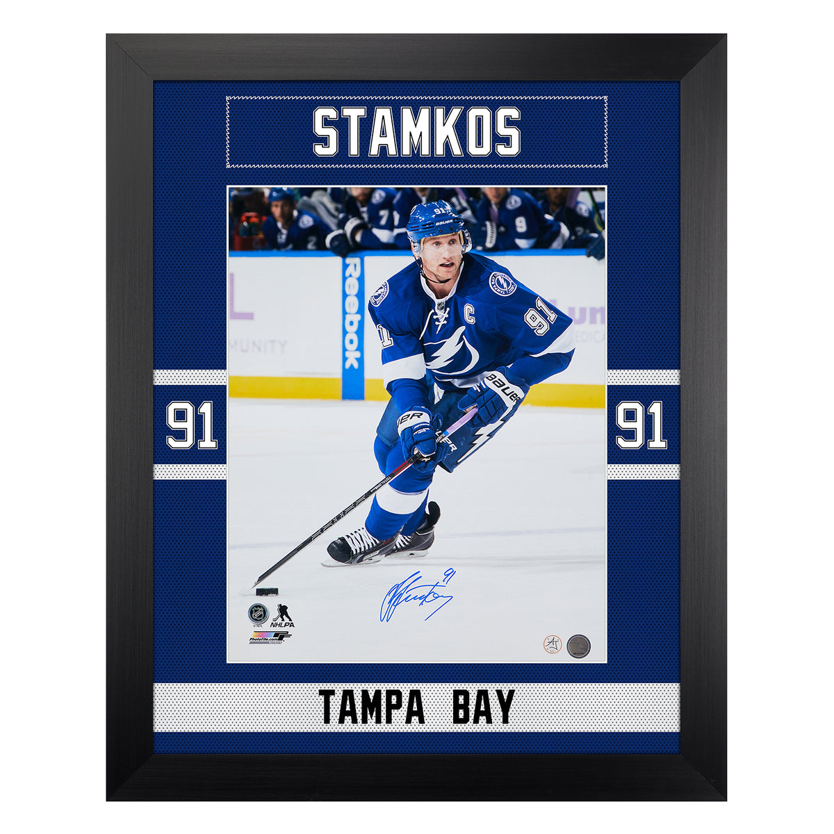 AJ Sports | Steven Stamkos Signed Tampa Bay Lightning Uniform Graphic ...